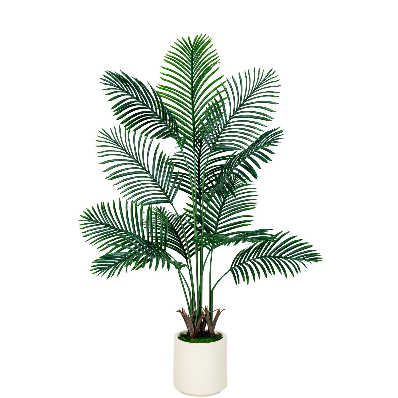 VIVATREES 5FT Areca Palm Artificial Tree with White Planter Pot, Faux ...