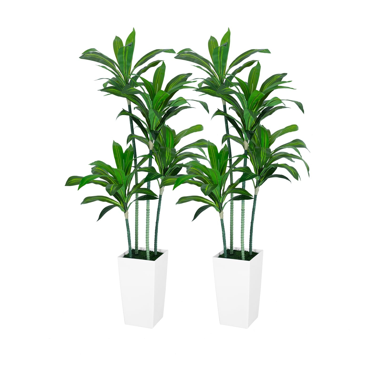 VIVATREES 5FT Dracaena Artificial Tree, Set of 2 Faux Indoor Floor ...