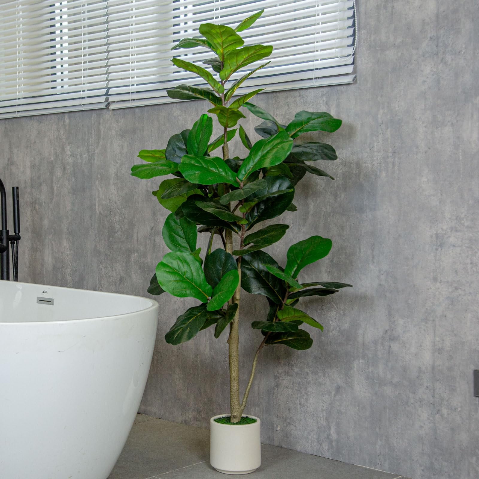 VIVATREES 5FT Fiddle Leaf Fig Faux Tree Artificial Fiddle Leaves Banjo ...