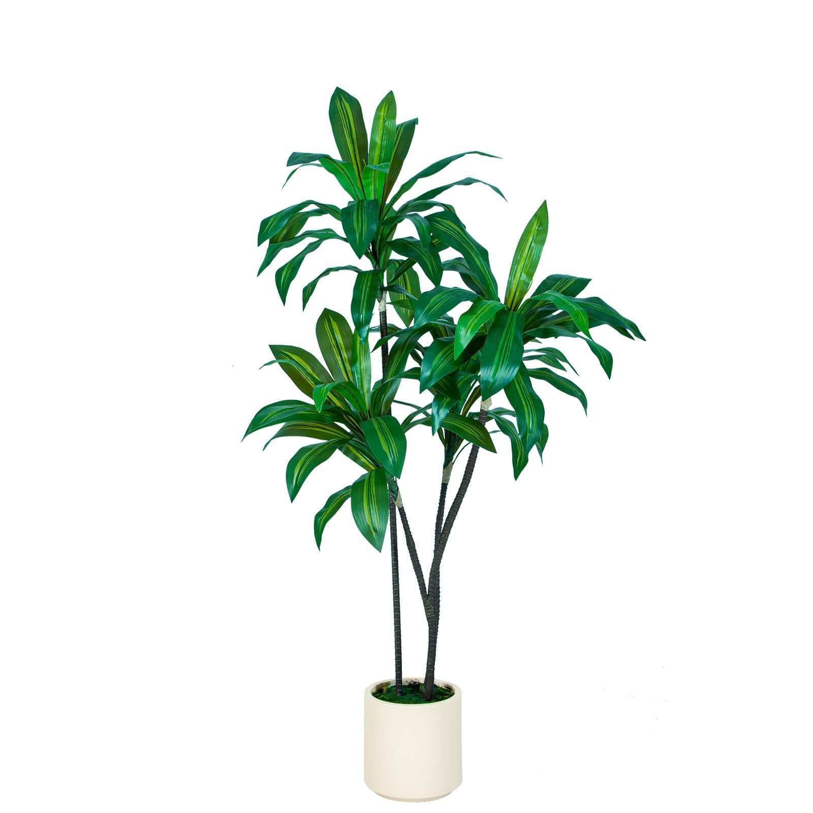 VIVATREES 5FT Tall Faux Dracaena Tree with White Tall Planter, Indoor ...