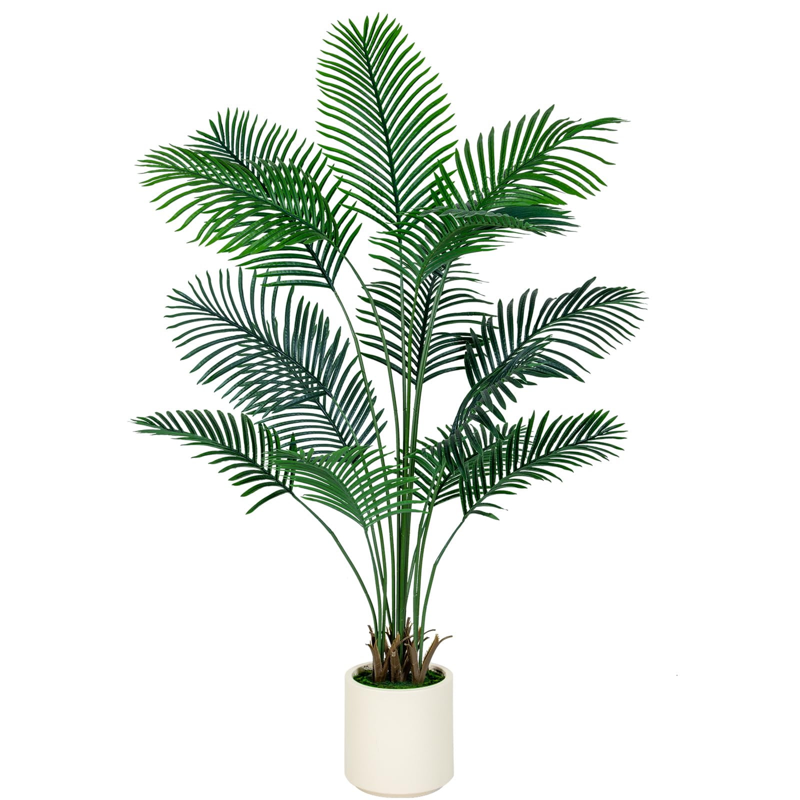 VIVATREES 6FT Areca Palm Artificial Tree with White Planter, Faux Floor ...