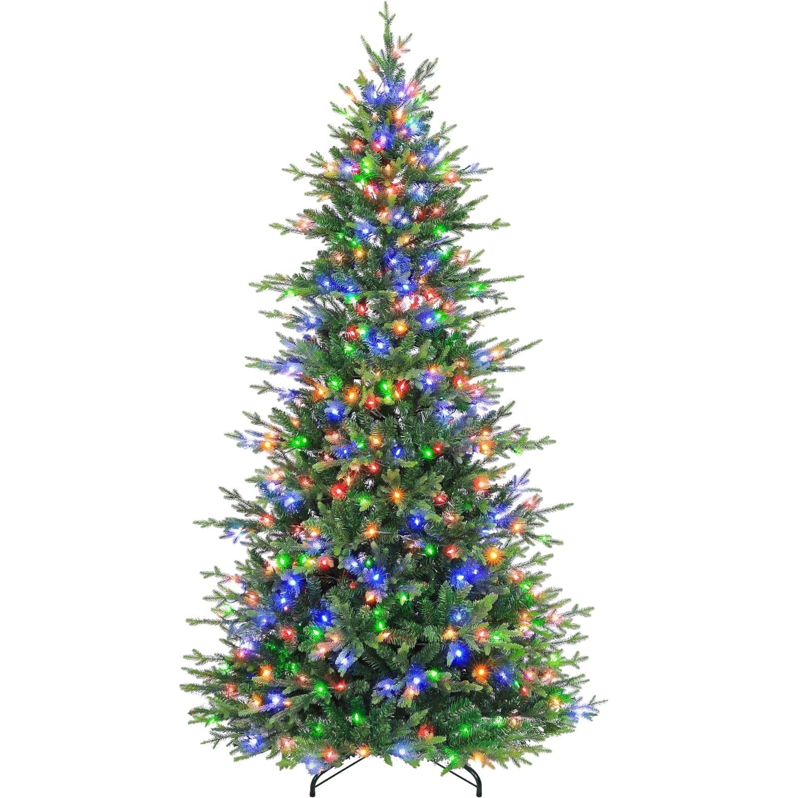 VIVATREES 7.5ft Pre-lit Artificial Christmas Tree 2933 Hinged Mixed PVC ...