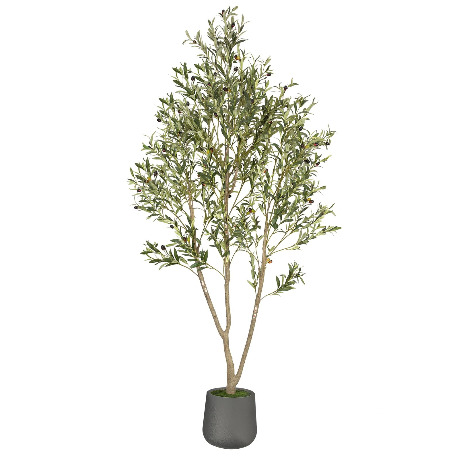 VIVATREES 7FT Artificial Olive Tree with Gray Tall Planter, Indoor Faux ...