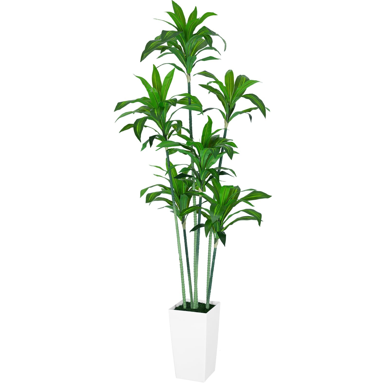 VIVATREES 7FT Dracaena Artificial Tree with White Planter, Indoor Faux ...