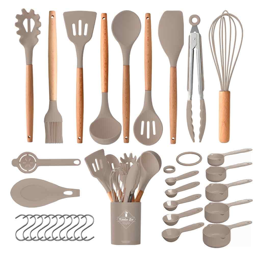 VIVAYO Kitchen Utensils Set, 32 Pcs Silicone Cooking Utensil Spatula ...