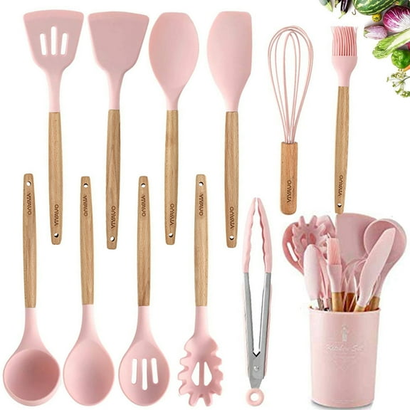 Silicone Kitchen Utensils Set, 8pcs - Nonstick Cooking Tools with ...