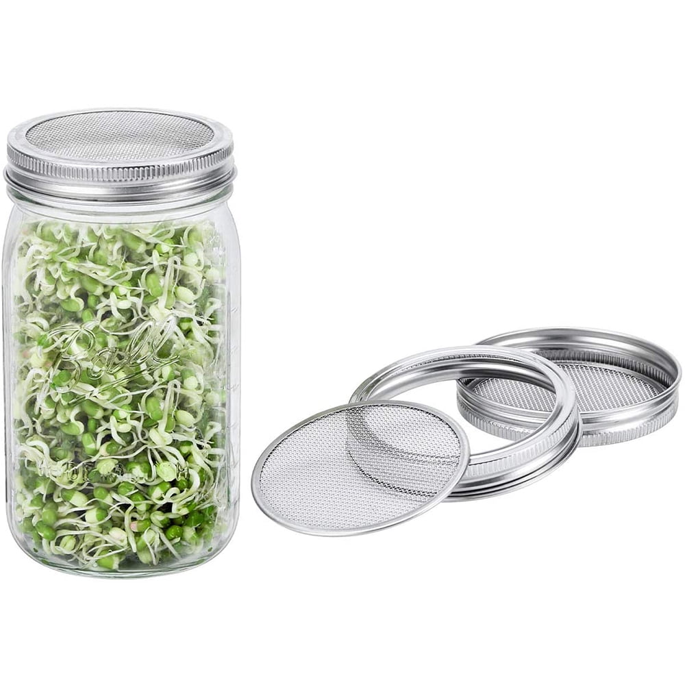 VIVEFOX 8Pack Sprouting Lids with Stainless Steel Screen for Wide Mouth ...