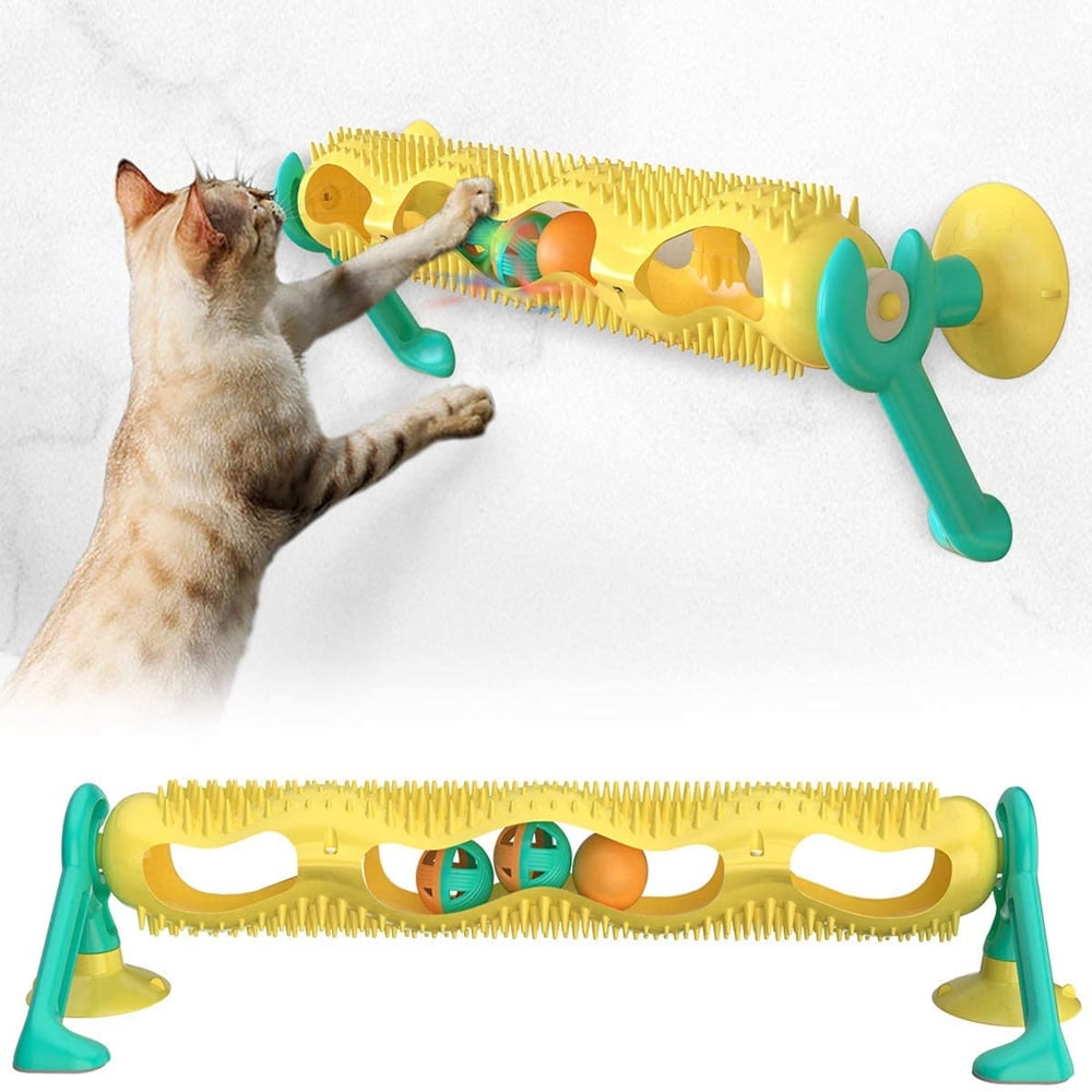 VIVEFOX Interactive Cat Track Toy with Catnip Ball, Suction Cup, Indoor ...