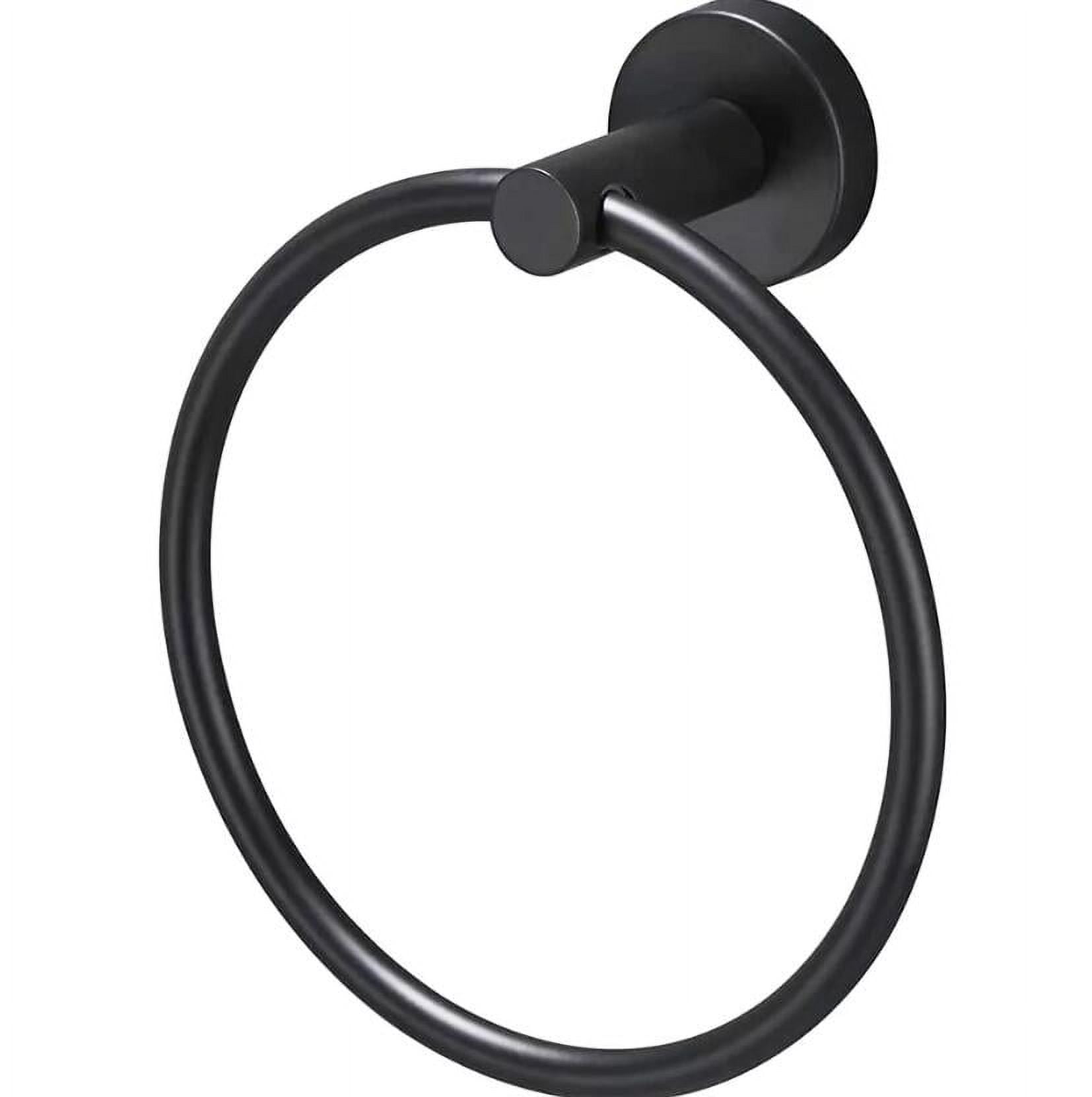 VIVEFOX Round Matte Black Towel Ring - Wall Mount, Heavy Duty Stainless ...