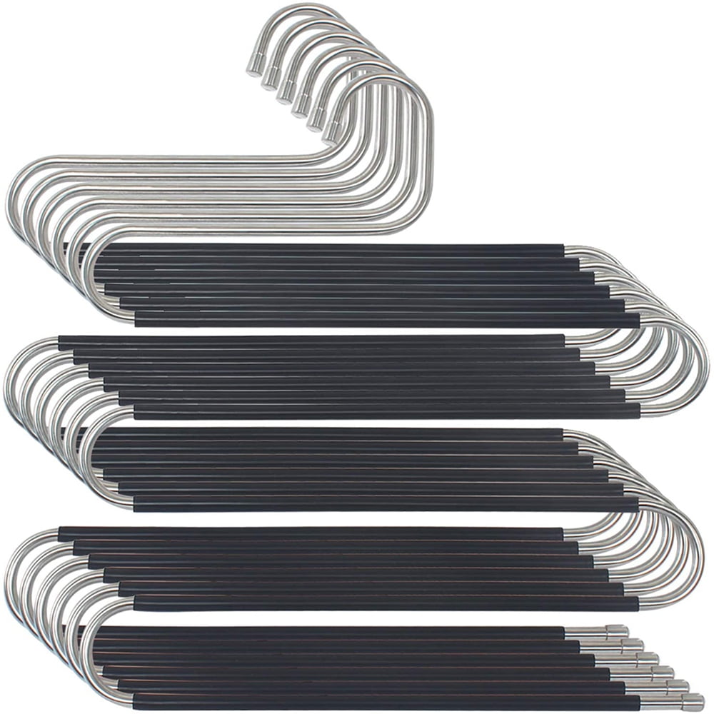 VIVEFOX S Shape Pants Hangers, Non Slip Closet Storage Organizer, Multi ...