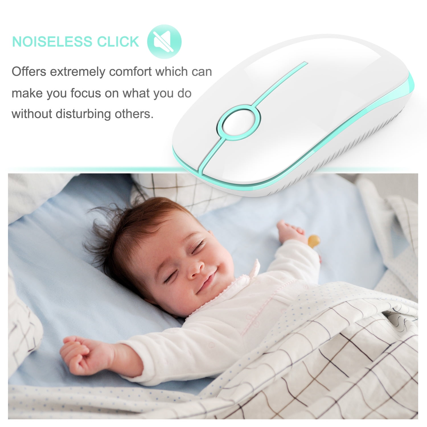 VIVEFOX Wireless Mouse for Laptop, 2.4G Ultra Thin Silent Mouse, with ...