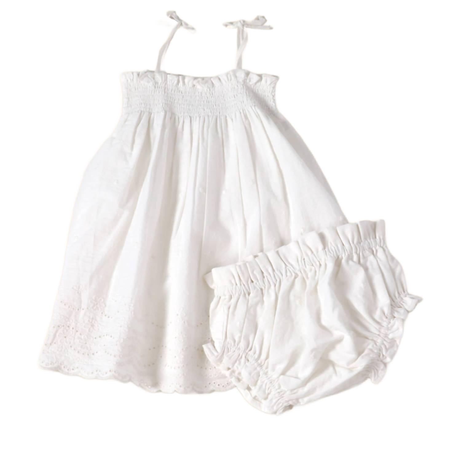 VIVERANO Organics Girls' Camille Eyelet Smocked Dress & Bloomer ...