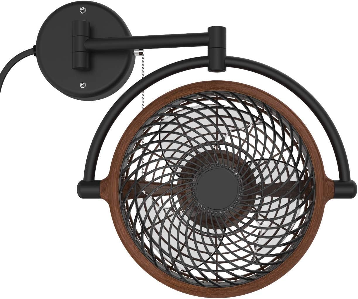 VIVI- 8 in. Wall Mount Swivel Fan with Folding Arm (Walnut) - Walmart.com