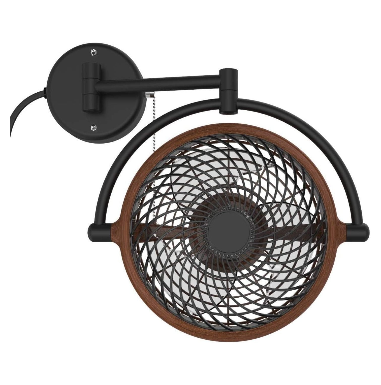 VIVI- 8 in. Wall Mount Swivel Fan with Folding Arm (Walnut) - Walmart.com