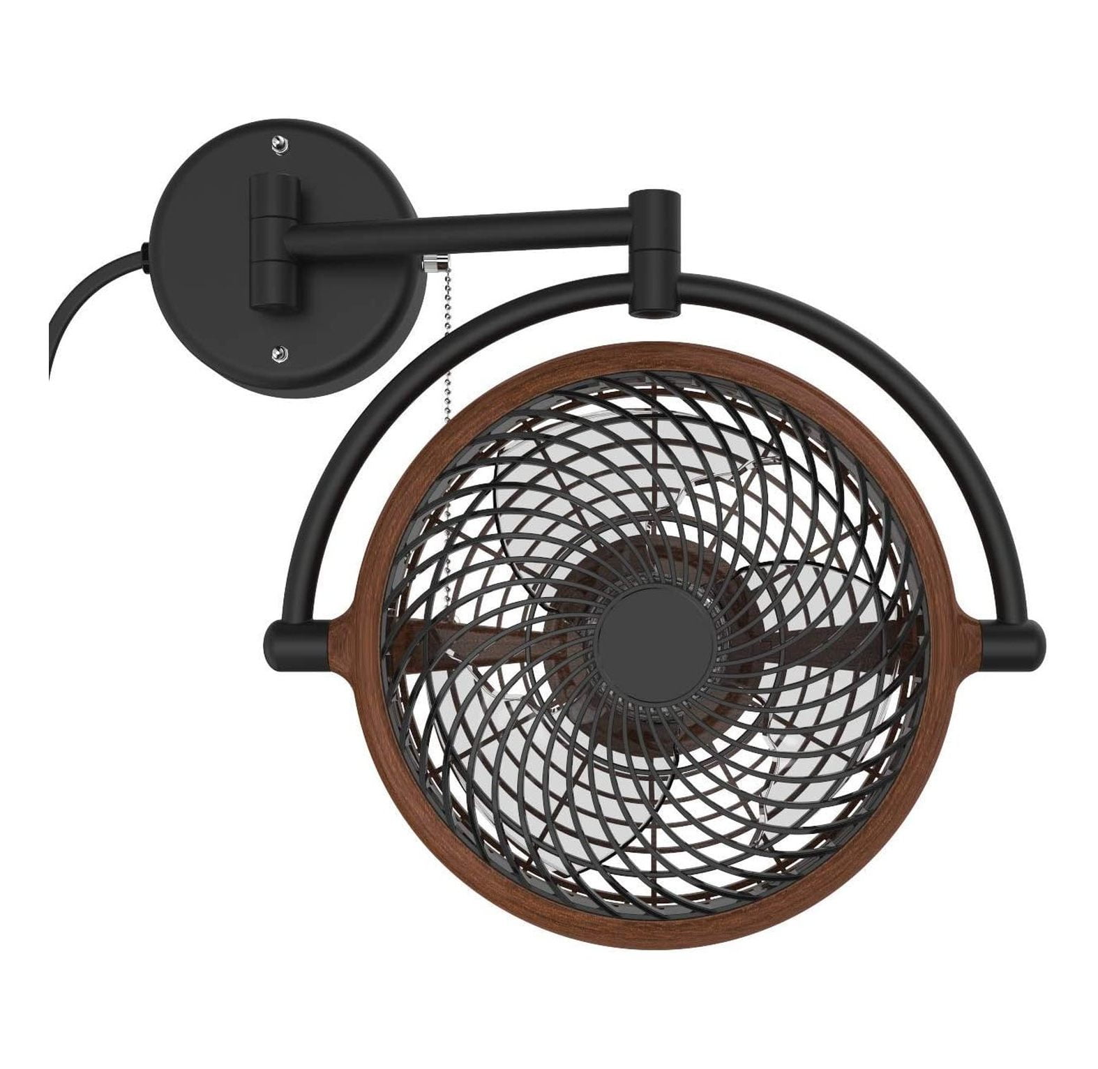 VIVI- 8 in. Wall Mount Swivel Fan with Folding Arm (Walnut) - Walmart.com