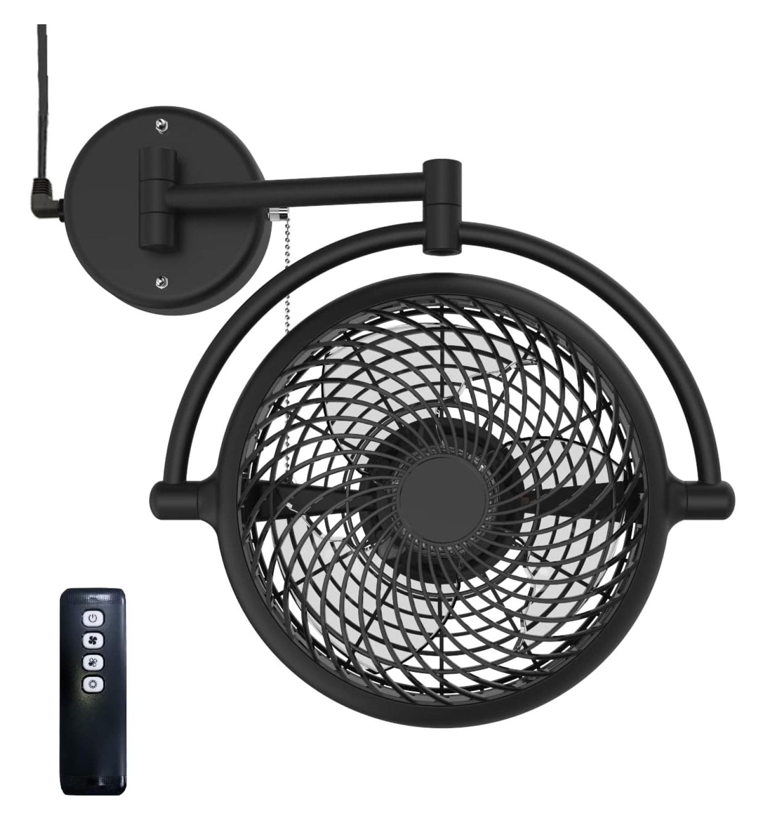 VIVI-DC 10 In. Wall Mount Swivel fan with Folding Arm (Black) - Walmart.com