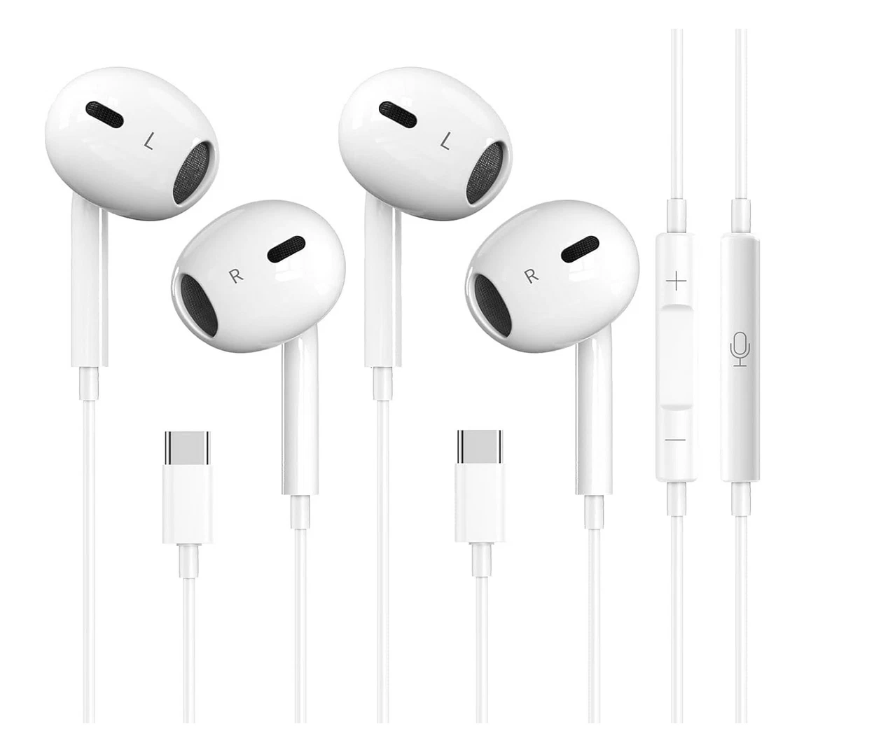 VIVIAN- 2 Pack Usb C Headphones For Iphone 16, Type C Earbuds Wired ...