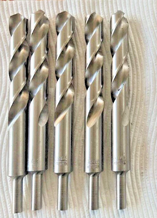 VIVIAN- 5 Pcs 31/64 X 5" O.A.L 1/4" M2 High Speed Metalworking Drill ...
