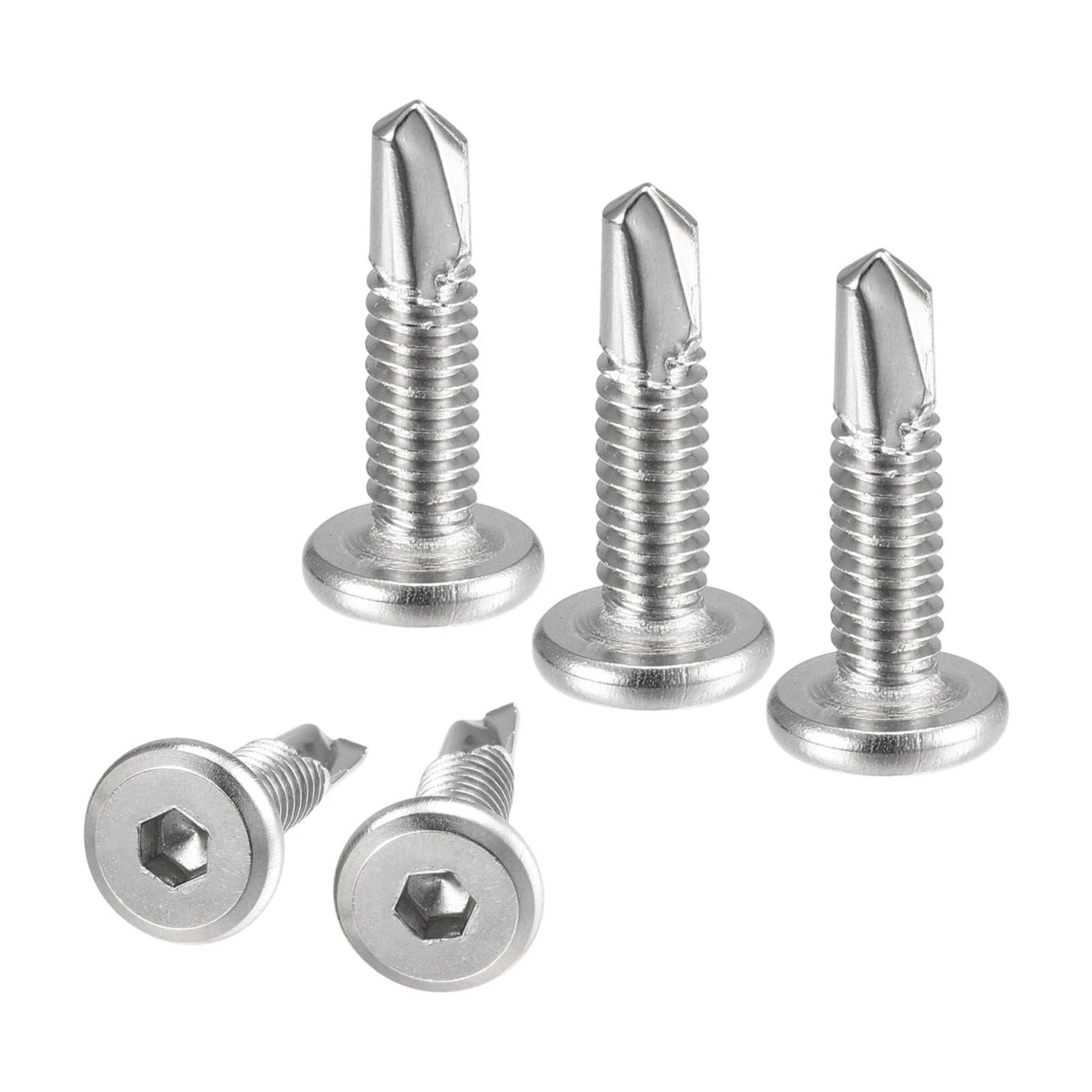 VIVIAN- 50Pcs Hex Socket Self Tapping Screws 1/4 X 1" Stainless Steel ...