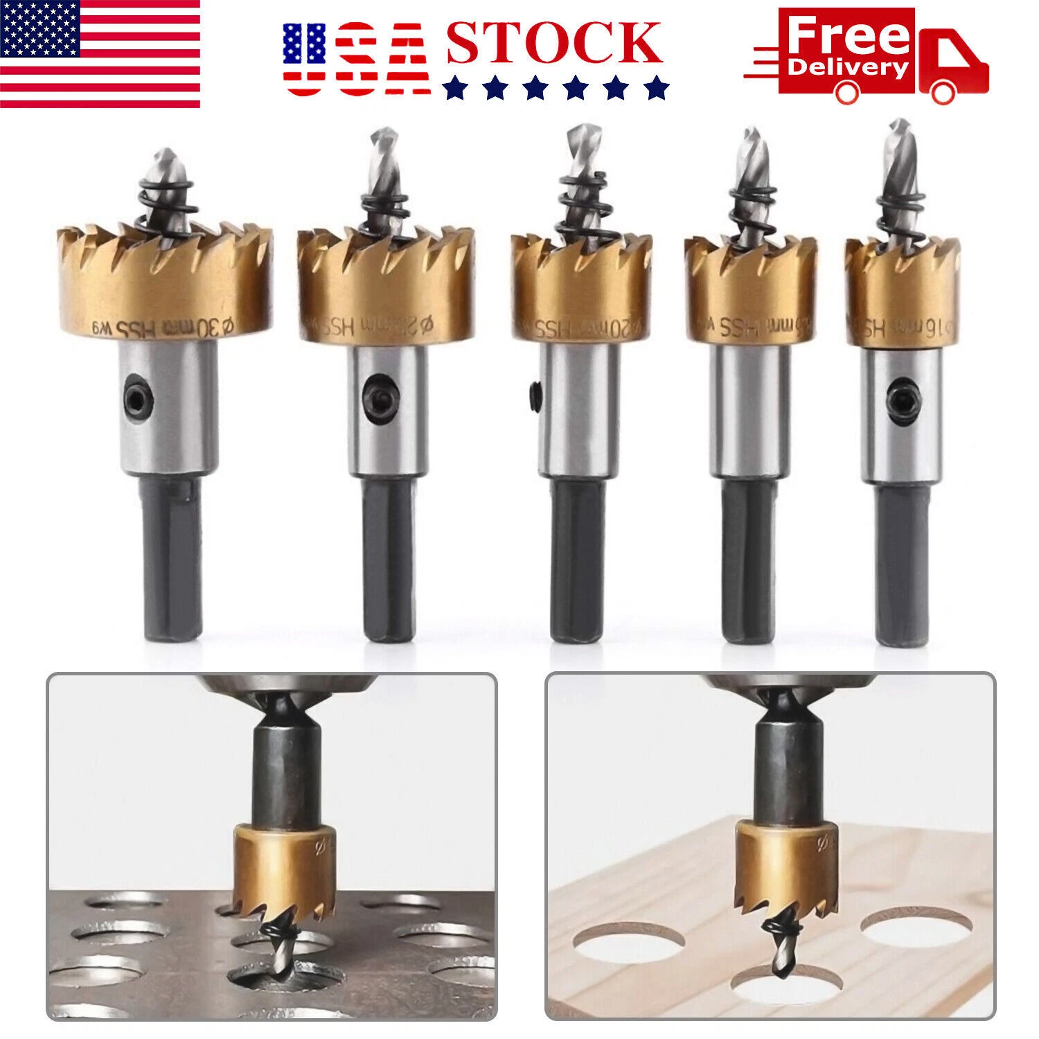 VIVIAN- 5X Hole Saw Tooth Kit Hss Steel Drill Bit Set Cutter Tool For ...
