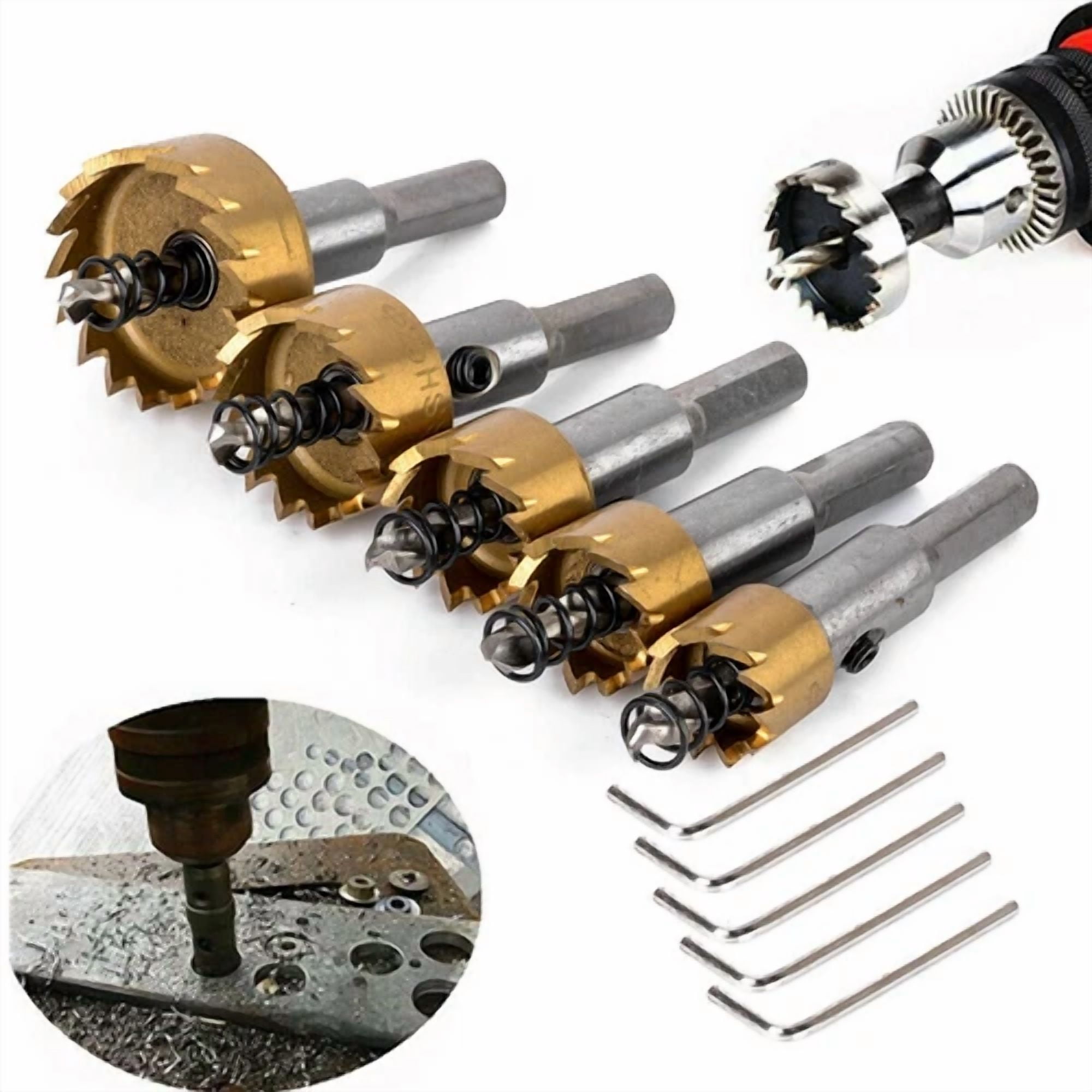 VIVIAN- 5Xhole Saw Tooth Kit Hss Steel Drill Bit Set Cutter Tool For ...