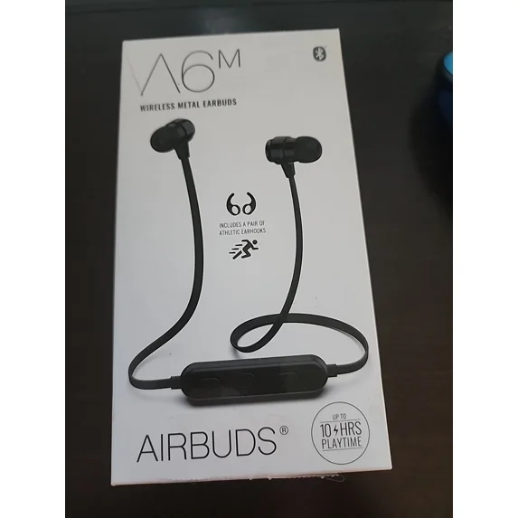 VIVIAN- A6M Airbuds Bluetooth Wireless Metal Earbuds W/ Athletic Ear ...