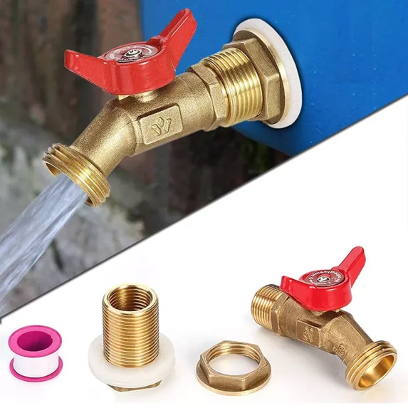 VIVIAN- Brass Rain Barrel Spigot Quarter Turn Ball Valve Spigot With ...