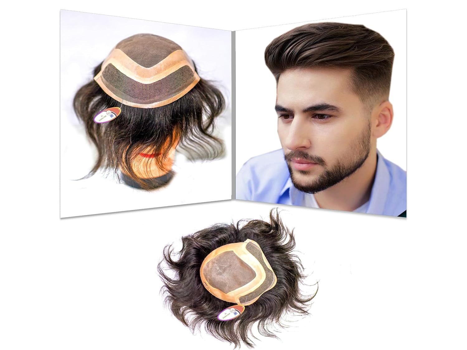 VIVIAN Hair Patch for Men 100 Natural Human Hair Wigs with Wide PU ...