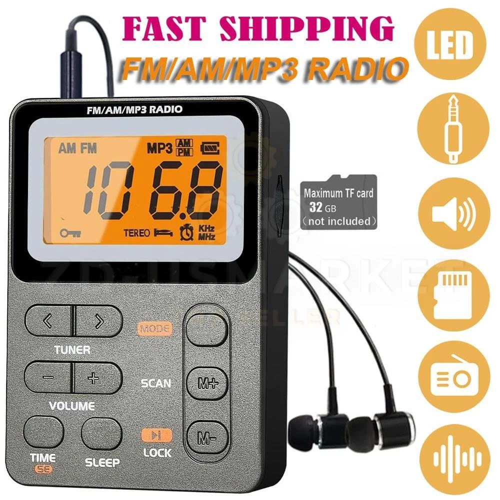 VIVIAN- Portable Radio Am Fm Rechargeable Pocket Radio W/ Best ...