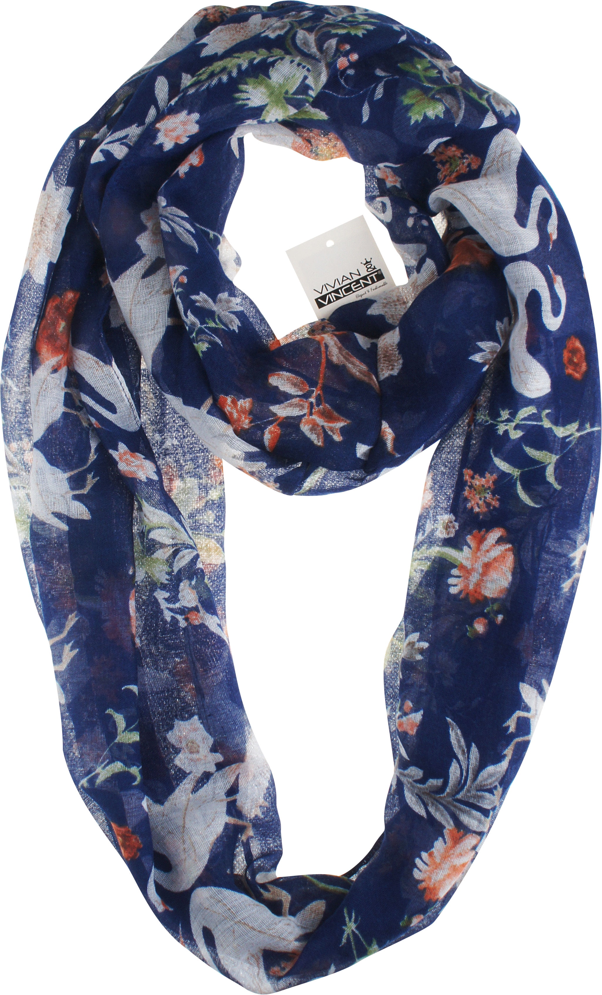 VIVIAN & VINCENT Soft Light Flower Swan Elegant Sheer Infinity Scarf ...