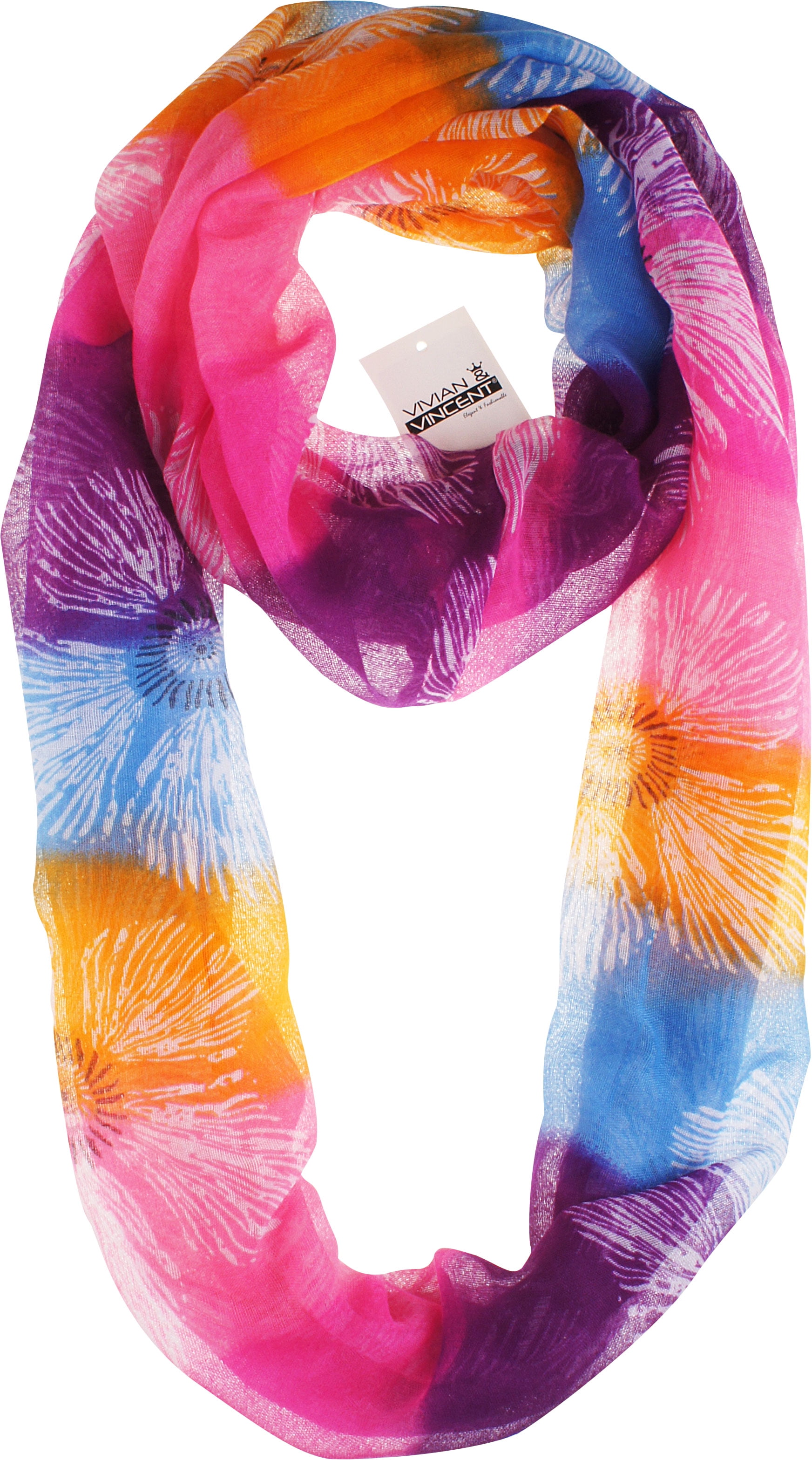 VIVIAN & VINCENT Soft Light Rainbow Elegant Sheer Infinity Scarf Color ...