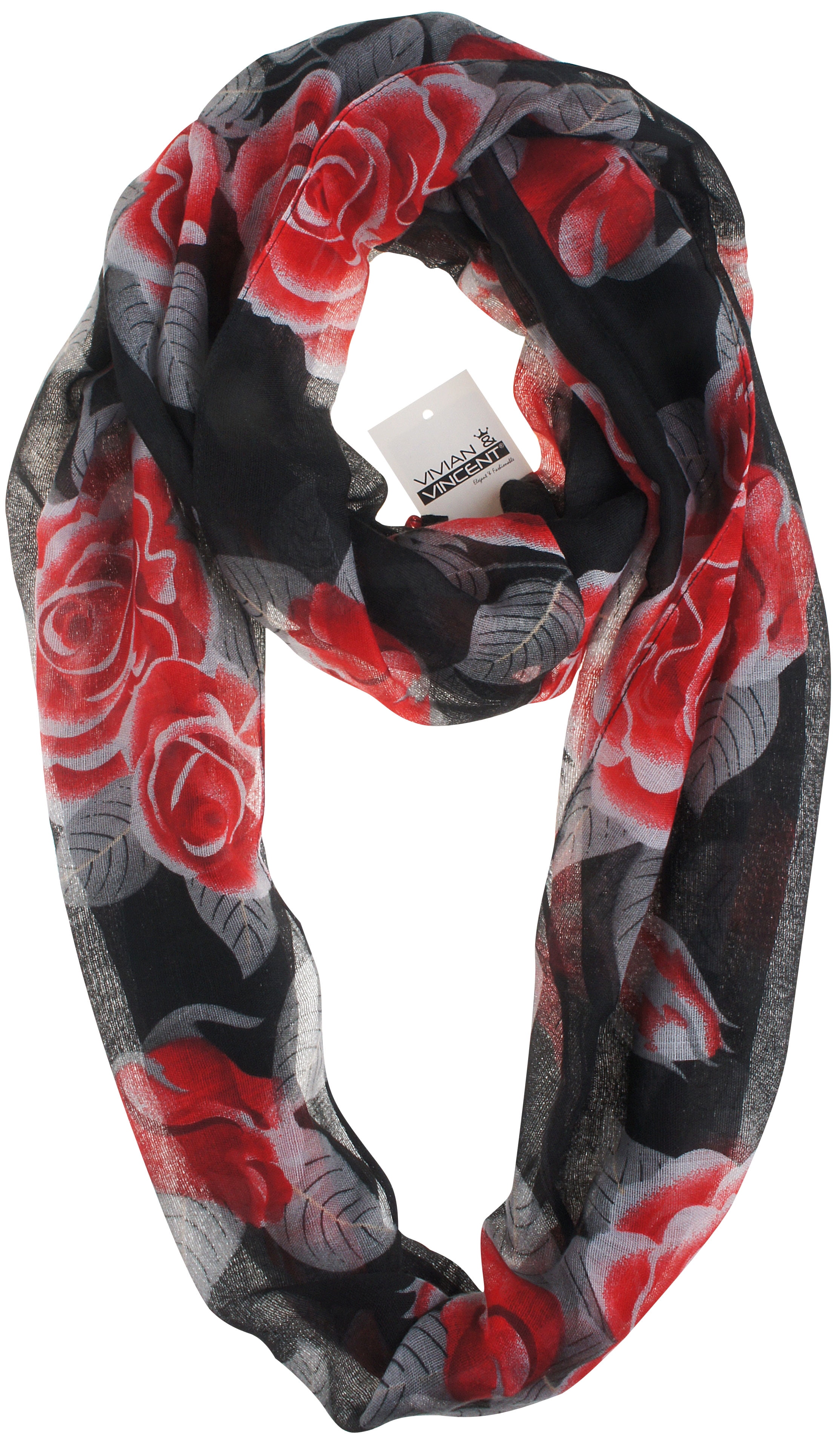 VIVIAN & VINCENT Soft Light Various Flower Elegant Sheer Infinity Scarf Beige - Walmart.com