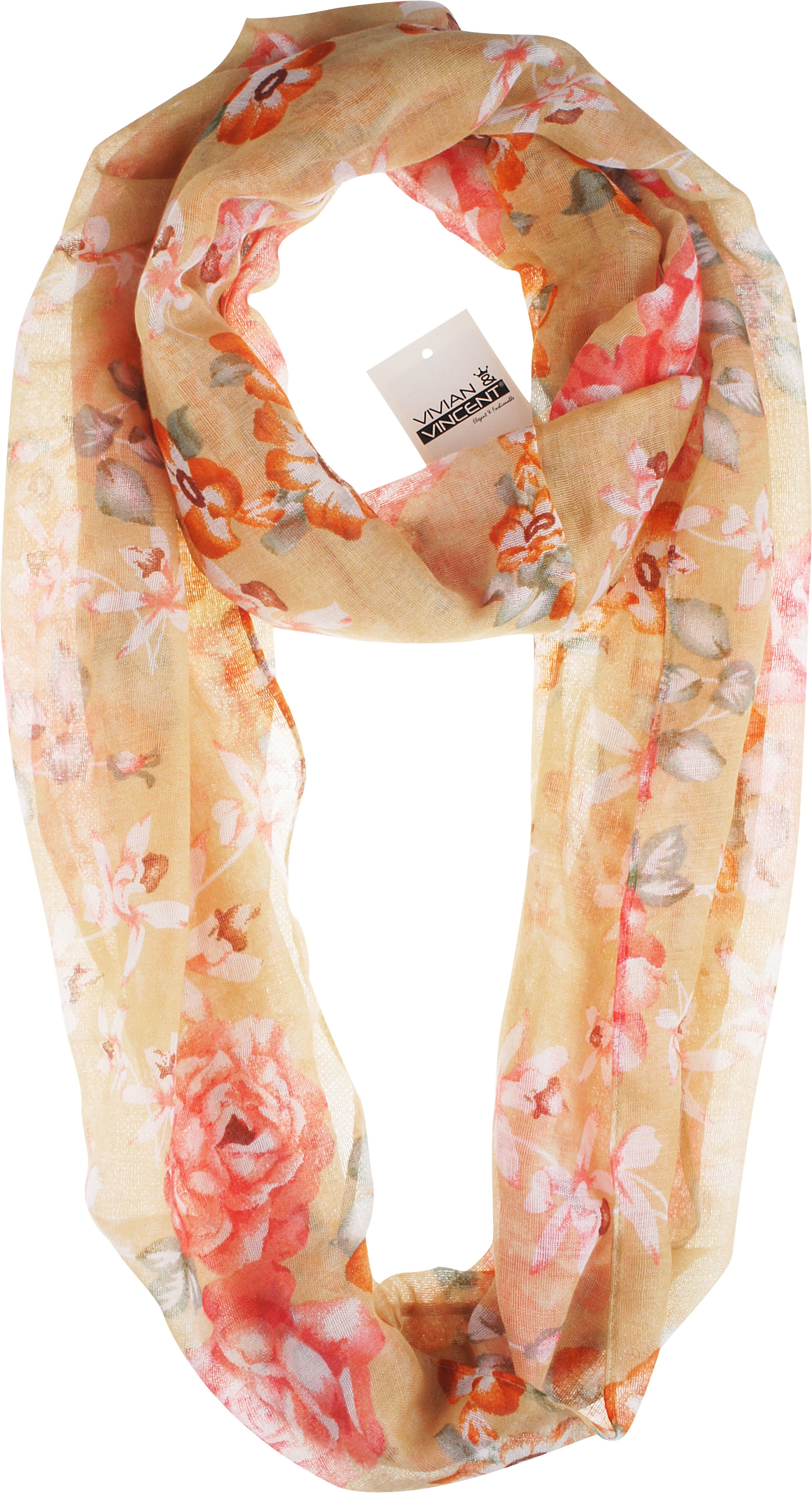VIVIAN & VINCENT Soft Light Various Flower Elegant Sheer Infinity Scarf ...