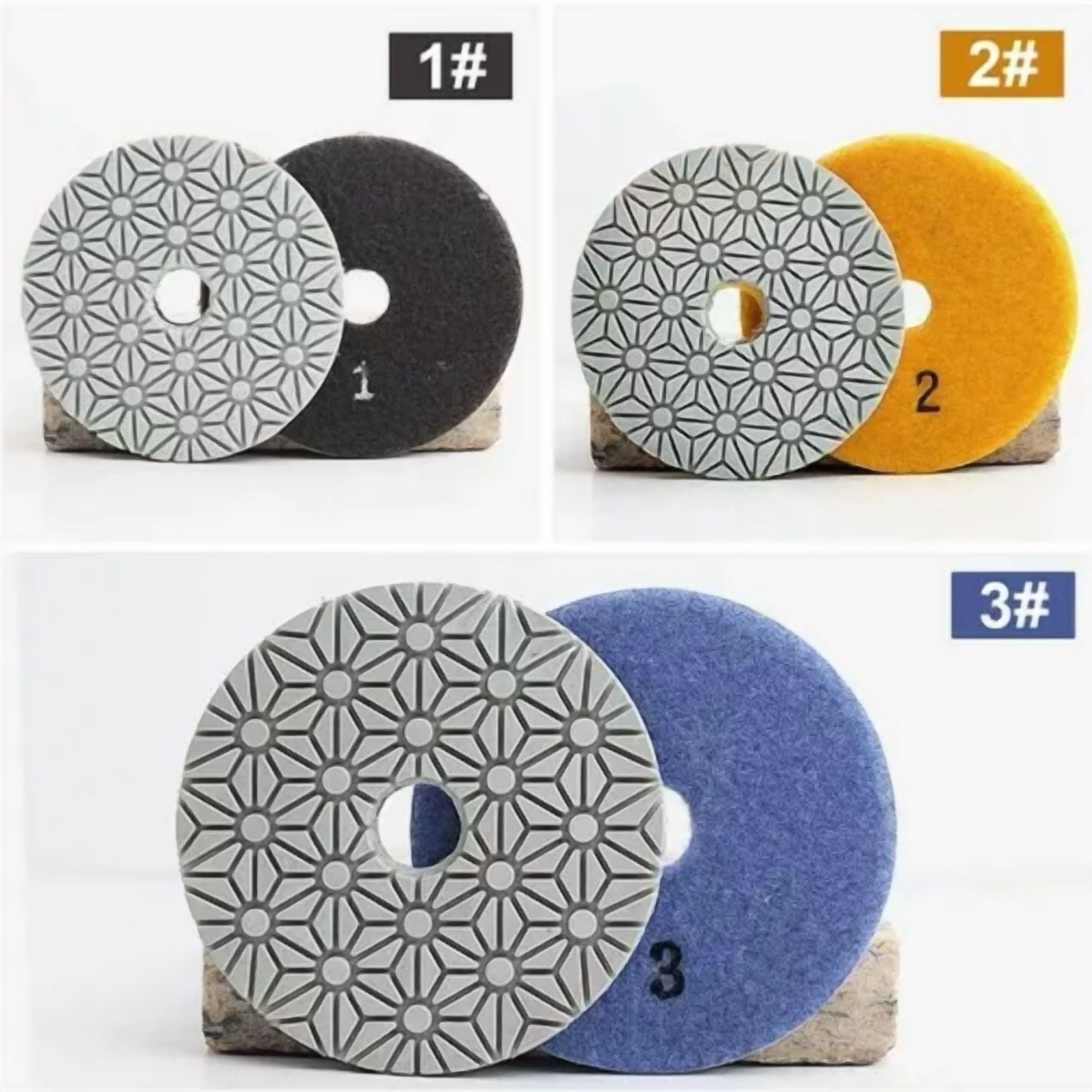VIVIAN- Wet Polisher Grinder 4" Diamond Wet Dry Polishing Pad 3 Step ...
