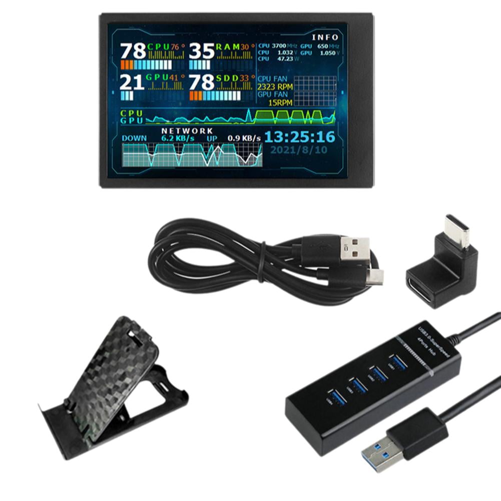 VIVIDCRAFT 3.5 Inch Type-C Sub-screen USB Chassis Monitoring IPS Screen ...