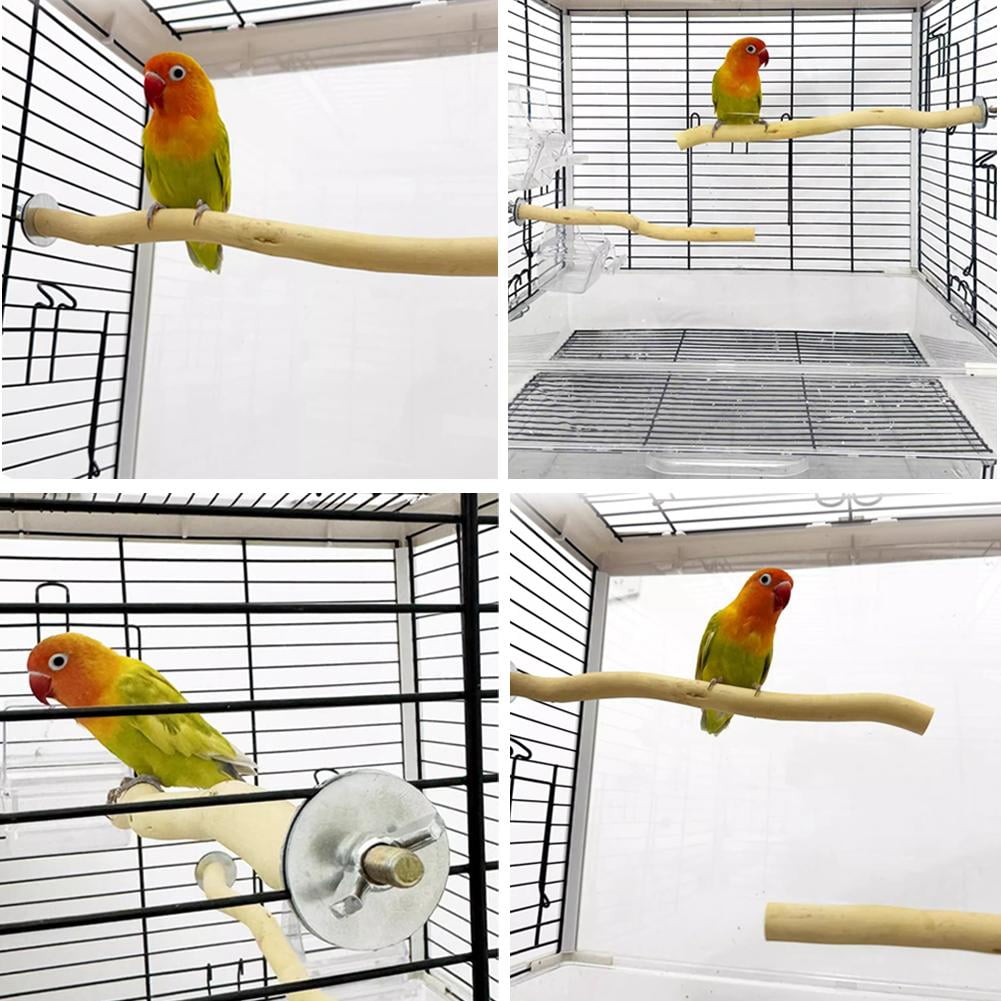 VIVIDCRAFT Bird Perch Stand Natural Wood Bird Cage Perch For Budgie ...
