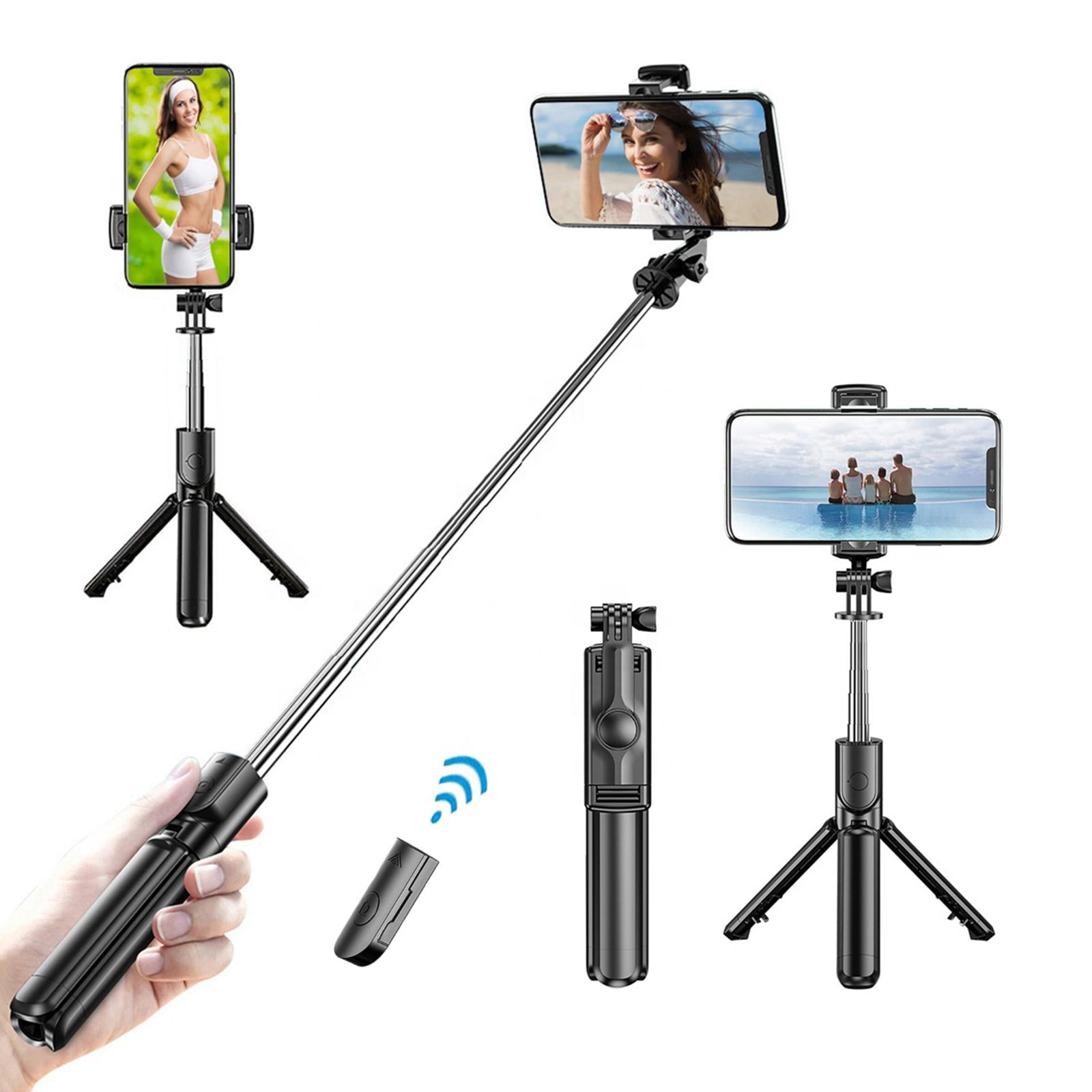 VIVIDCRAFT Black New Bluetooth Selfie Stick Mobile Phone Universal ...