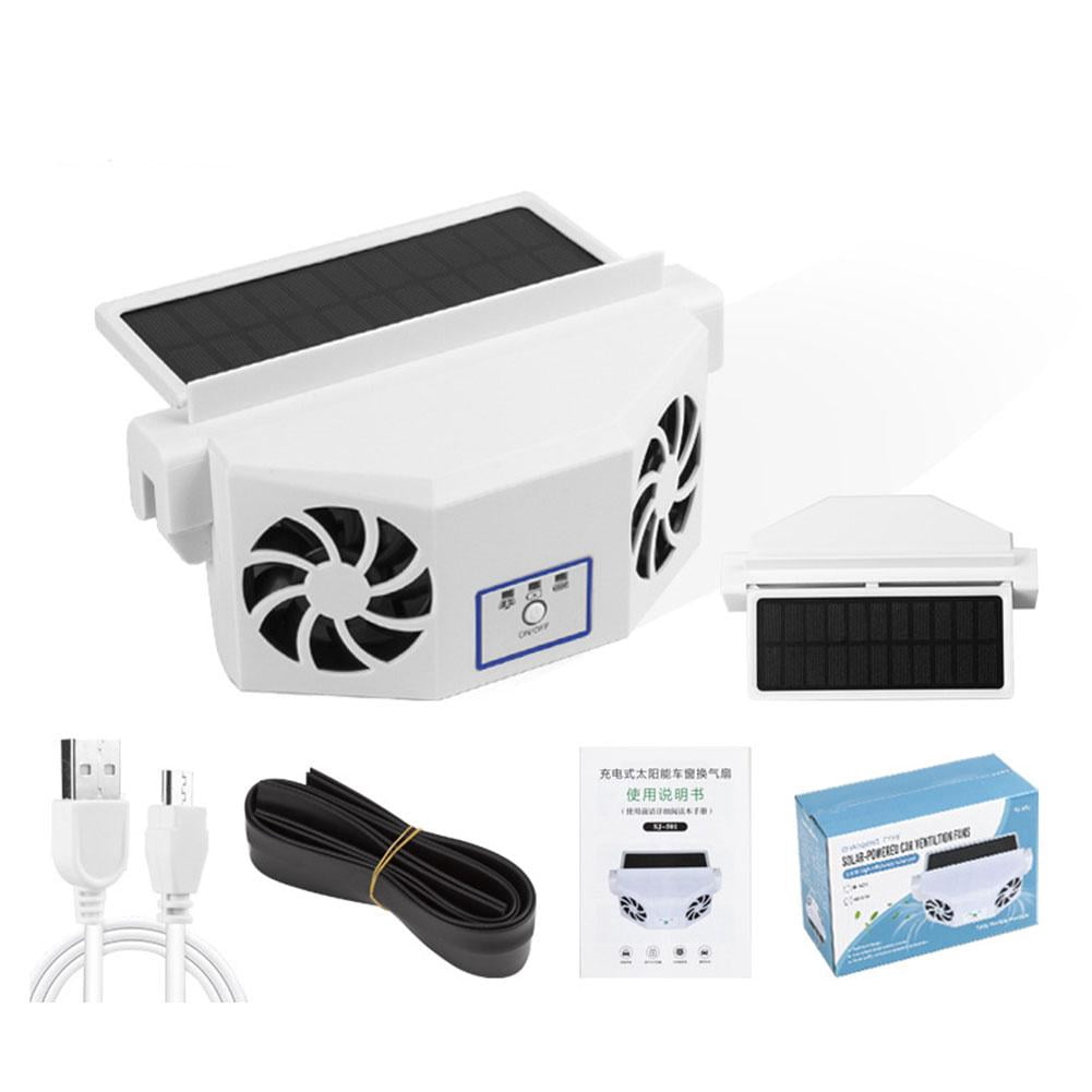 VIVIDCRAFT Car Cooling Fan Solar Powered Cooler Auto Window #air# Vent ...