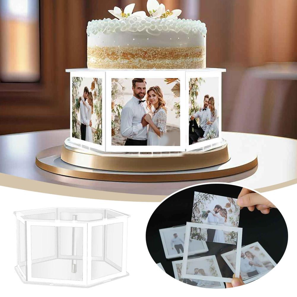 VIVIDCRAFT Clear Acrylic Cake Stand DIY Photo Cake Holder for Display ...