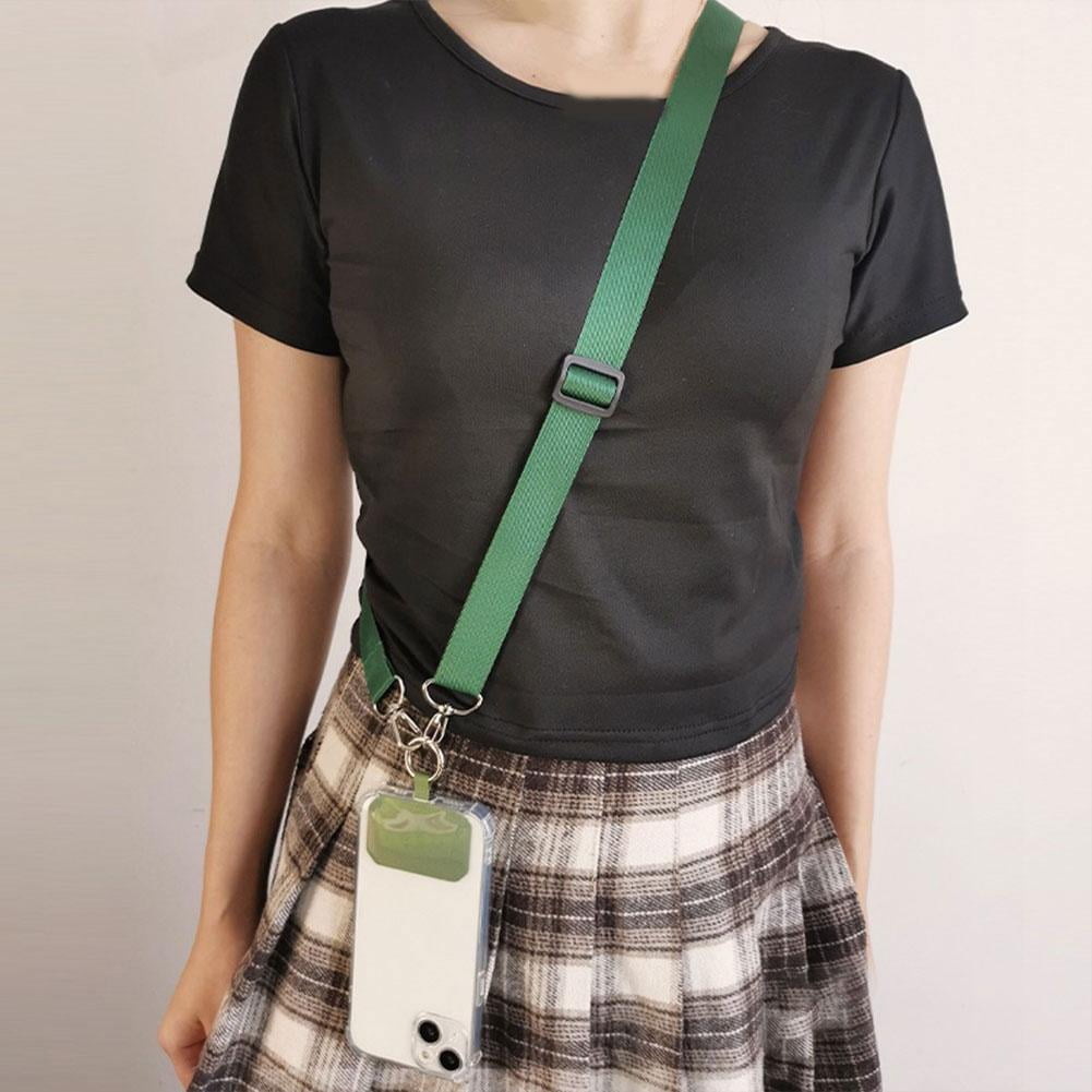 VIVIDCRAFT Green One Size Crossbody Braided Twill Mobile Phone Lanyard Long Solid Color Neck ...