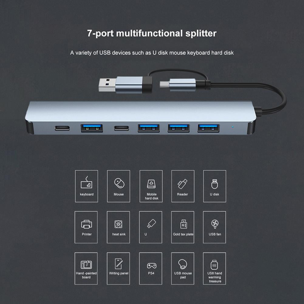 VIVIDCRAFT One To Eight Usb Extender One To Seven High-Speed Hub 7-Port ...