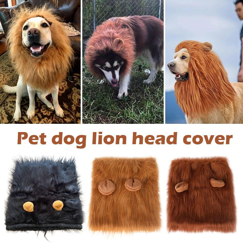VIVIDCRAFT Pet Dog Lion Head Cover Realistic Lion Mane For Dog Lion For ...