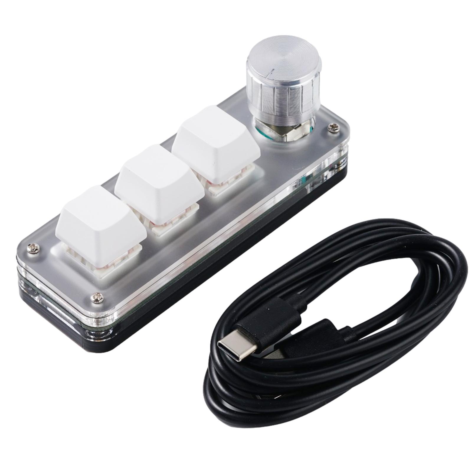 VIVIDCRAFT Rgb With Light Black 3 Keys + 1 Knob Three-Key Custom Keypad ...