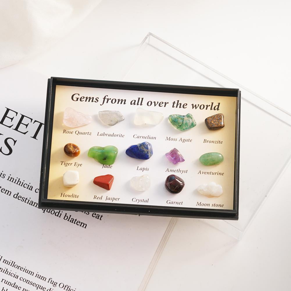 VIVIDCRAFT Set of 15 Healing Crystal Natural Gemstone Reiki Chakra ...