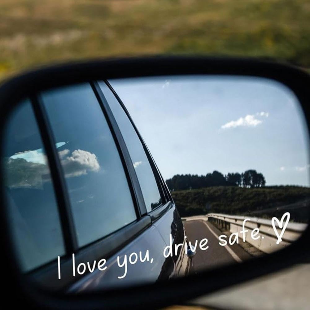 VIVIDCRAFT Silver I Love You Safety Driving Mirror Sticker, Safe ...