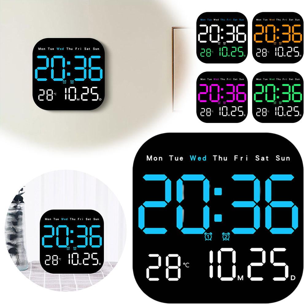 VIVIDCRAFT Square LED Large Digital Wall Clock Remote Control Week ...