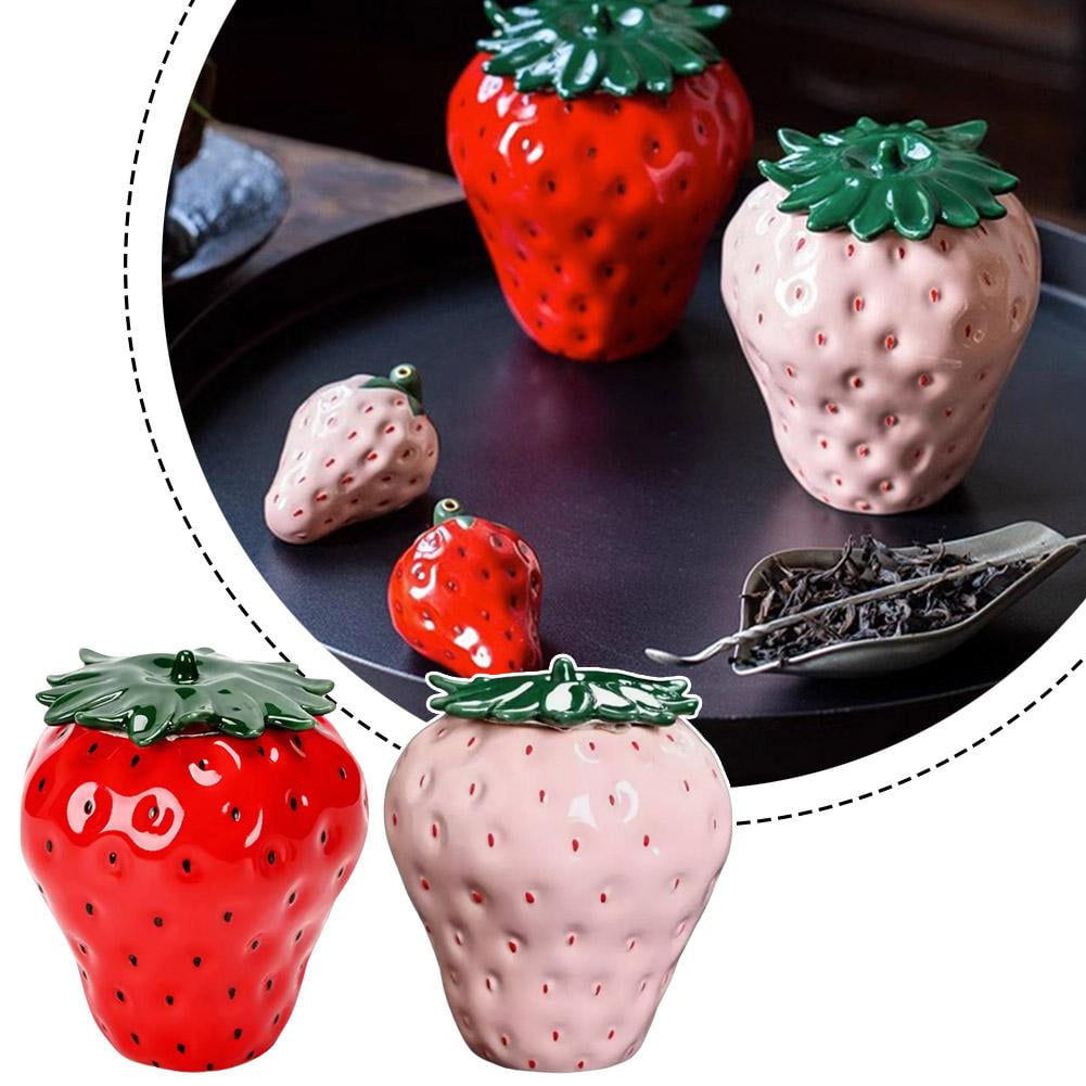 VIVIDCRAFT Strawberry Shaped Ceramic Tea Caddies Creative Coffee ...
