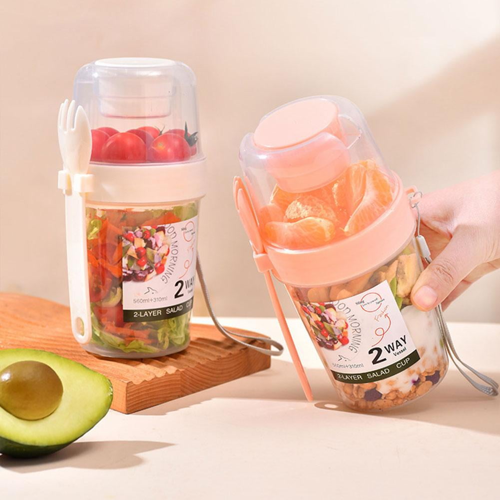 VIVIDCRAFT Yoghurt Cup with Spoon Fork Cereal Breakfast Fruit Container ...