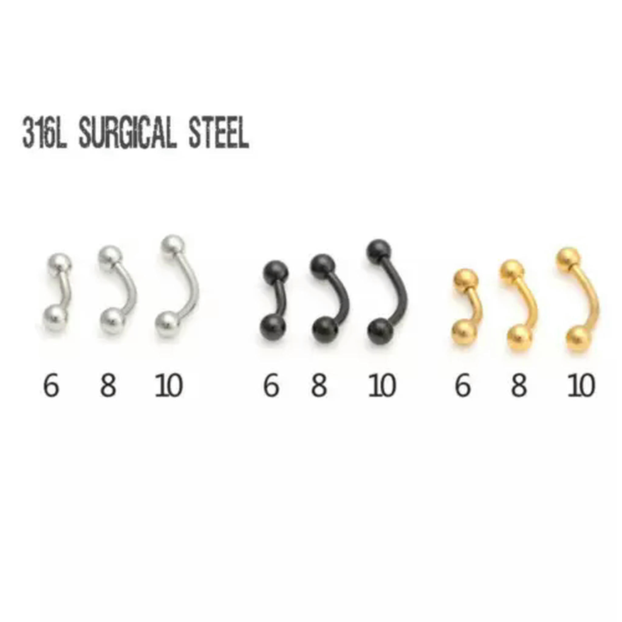 VIVIDELLE 10PCS Colorful Curved Eyebrow Barbell Bar Curve Banana ...