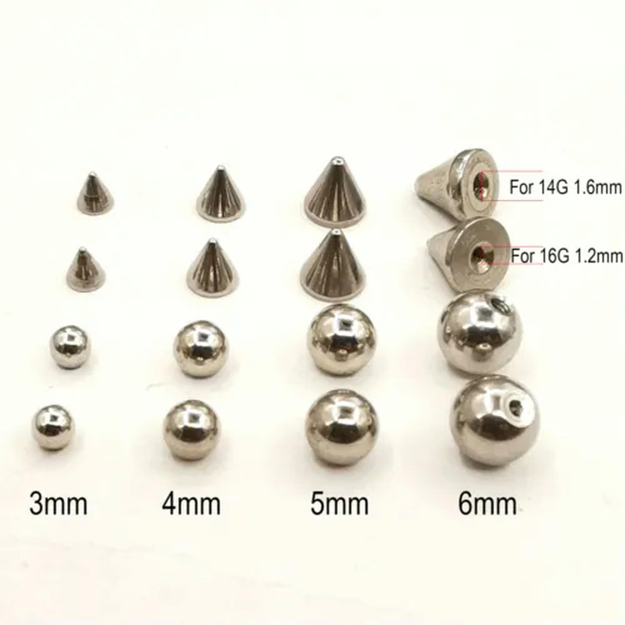 VIVIDELLE 16g 14g Replacement 316L Surgical Steel Balls Cone 20 Pcs-100 Pcs Wholesale-5mm for ...